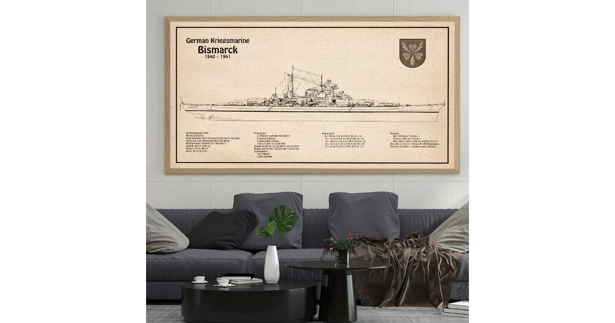 Bismarck - Battleship Blueprint Plans SD Poster | Zazzle