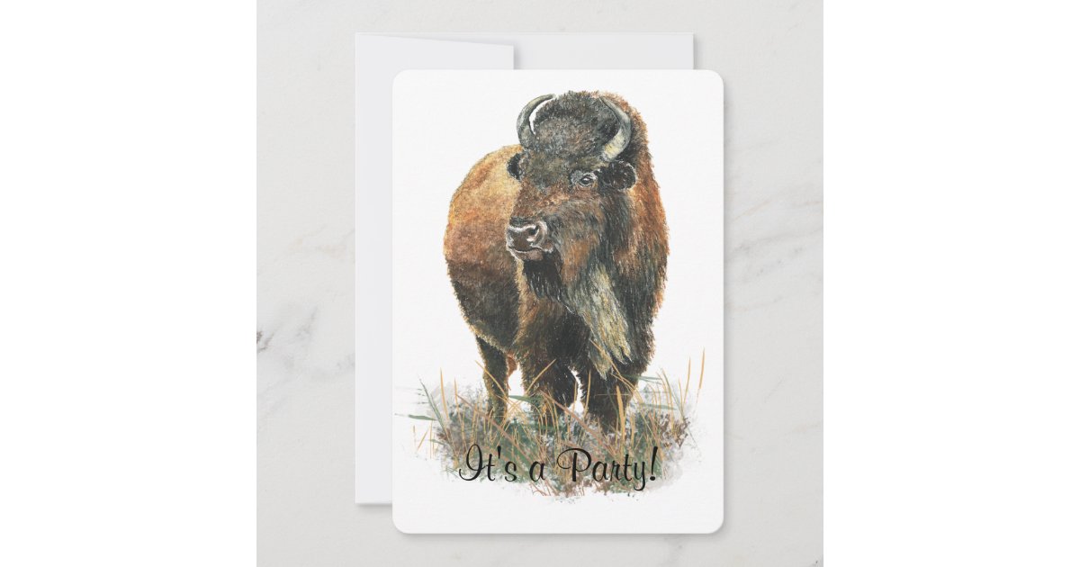 Bison Buffalo Party Invite to Customize | Zazzle