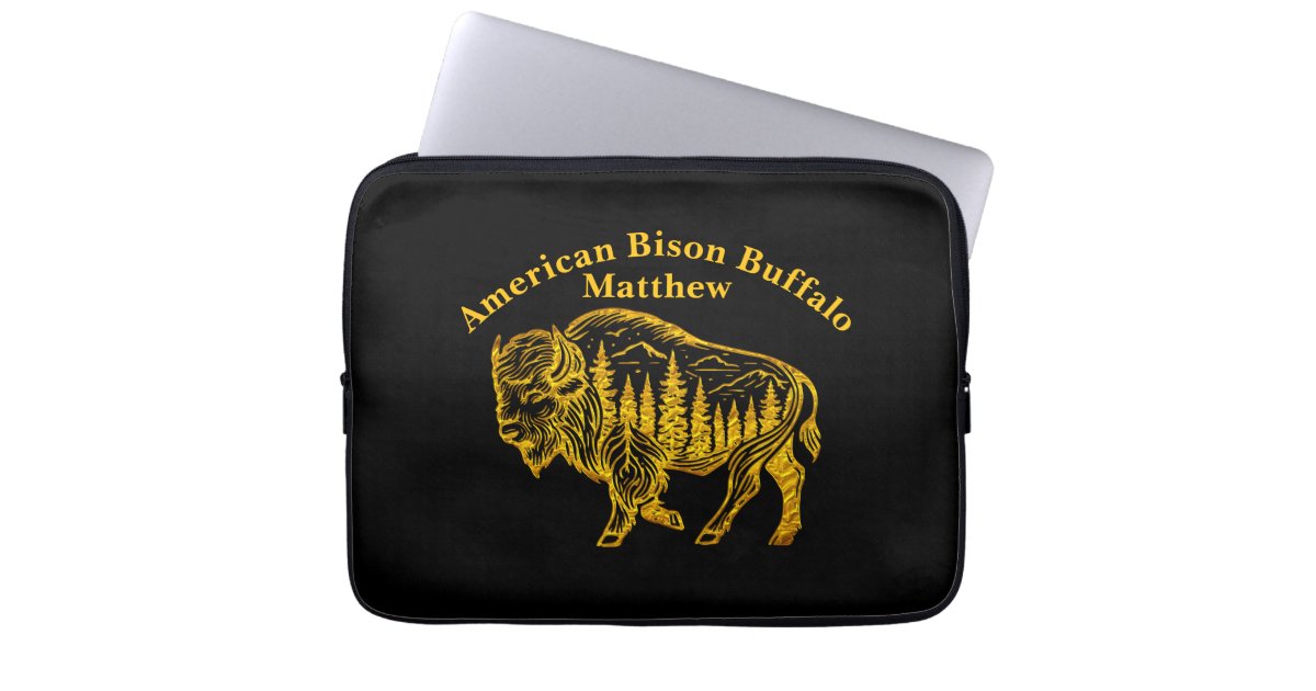 Bison in a Forest Illustration Laptop Sleeve | Zazzle