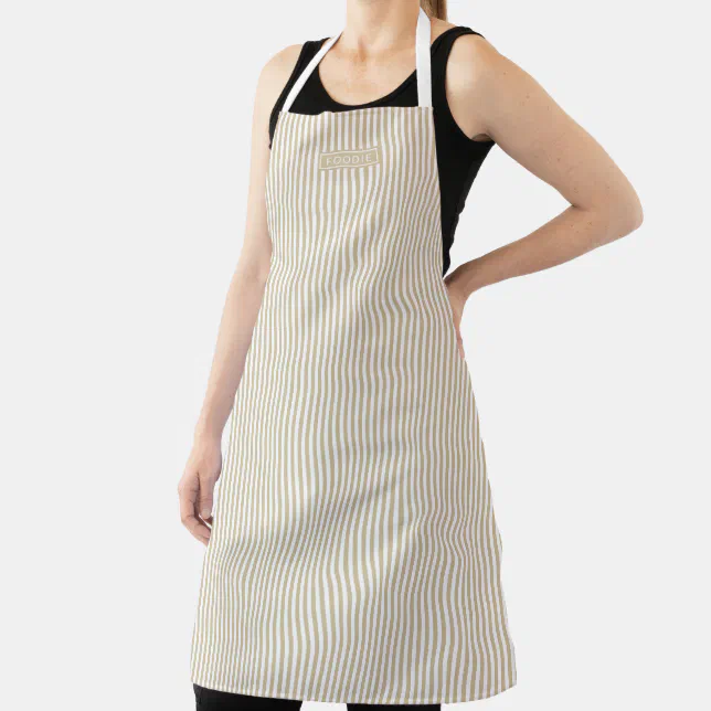 Bistro Foodie Natural Café Stripe Pattern Apron | Zazzle