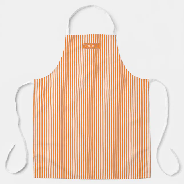 Bistro Foodie Orange Spice Café Stripe Pattern Apron | Zazzle