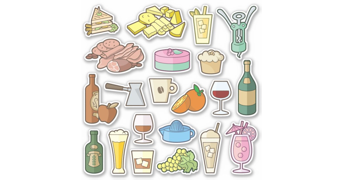 Bistro Menu Icons Stickers Collection | Zazzle