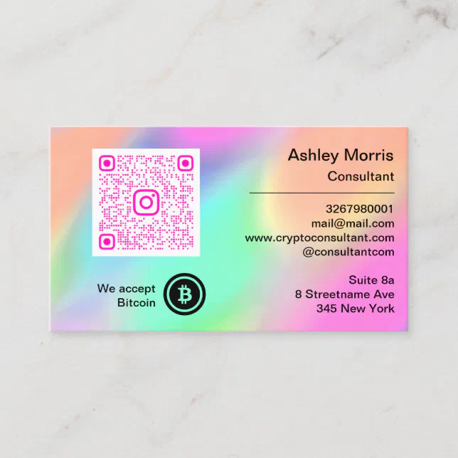 Bit Me Pink QR Code We Accept Bitcoins Business Card | Zazzle