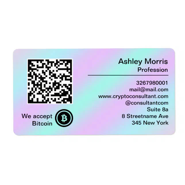 Bit Me QR Code We Accept Bitcoin Logo Holograph Label | Zazzle