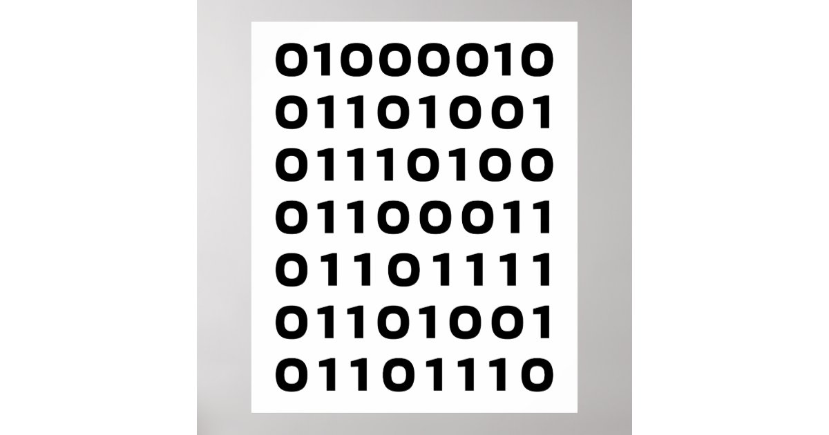 Bitcoin binary poster | Zazzle
