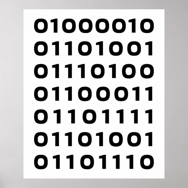 Bitcoin binary poster | Zazzle