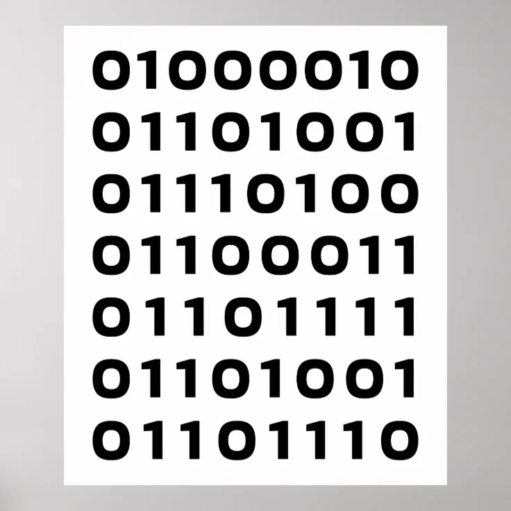 Bitcoin binary poster | Zazzle