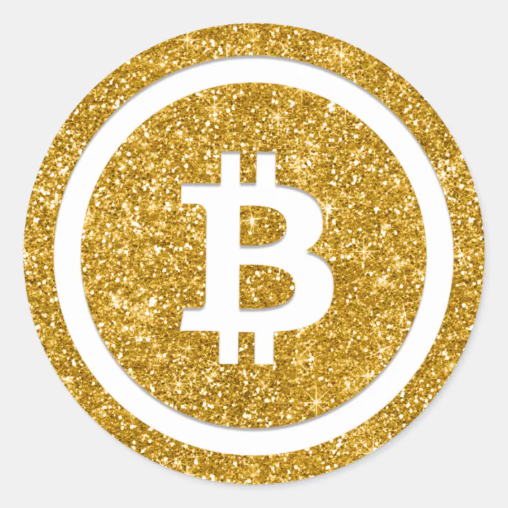 Bitcoin Blockchain Logo Gold White Money Trader Classic Round Sticker ...