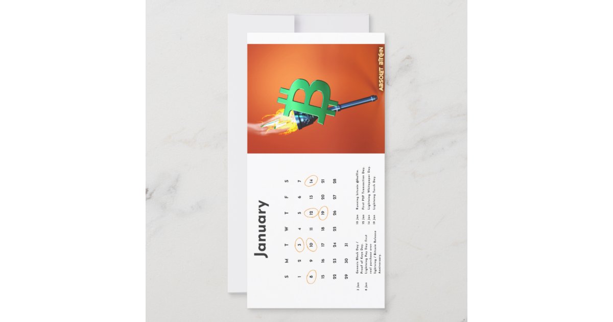 Bitcoin Calendar 2023 January-February Holiday Card | Zazzle