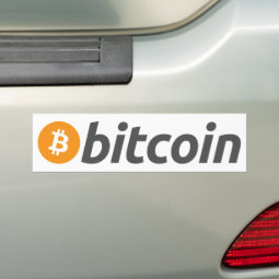 Bitcoin logo + text bumper sticker | Zazzle
