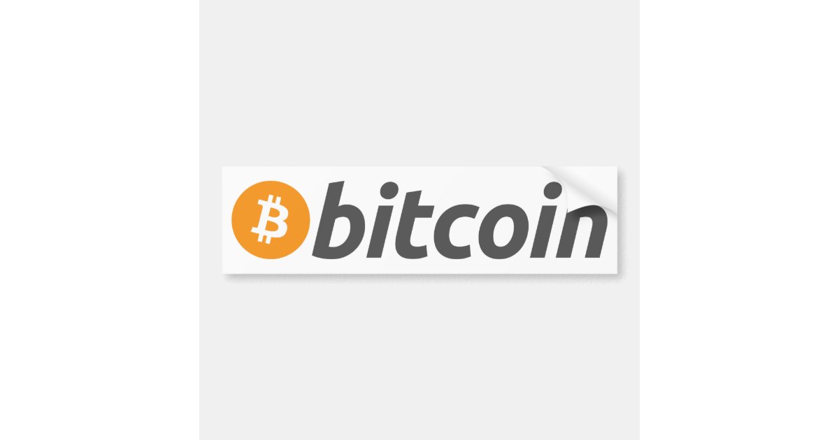 Bitcoin logo + text bumper sticker | Zazzle