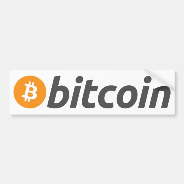 Bitcoin logo + text bumper sticker | Zazzle