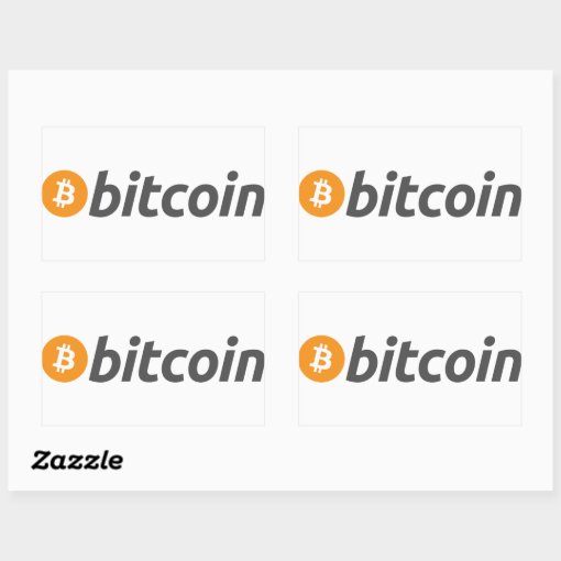Bitcoin logo + text rectangular sticker | Zazzle