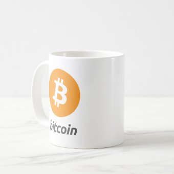 Bitcoin logo with writing coffee mug | Zazzle