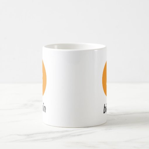 Bitcoin logo with writing coffee mug | Zazzle