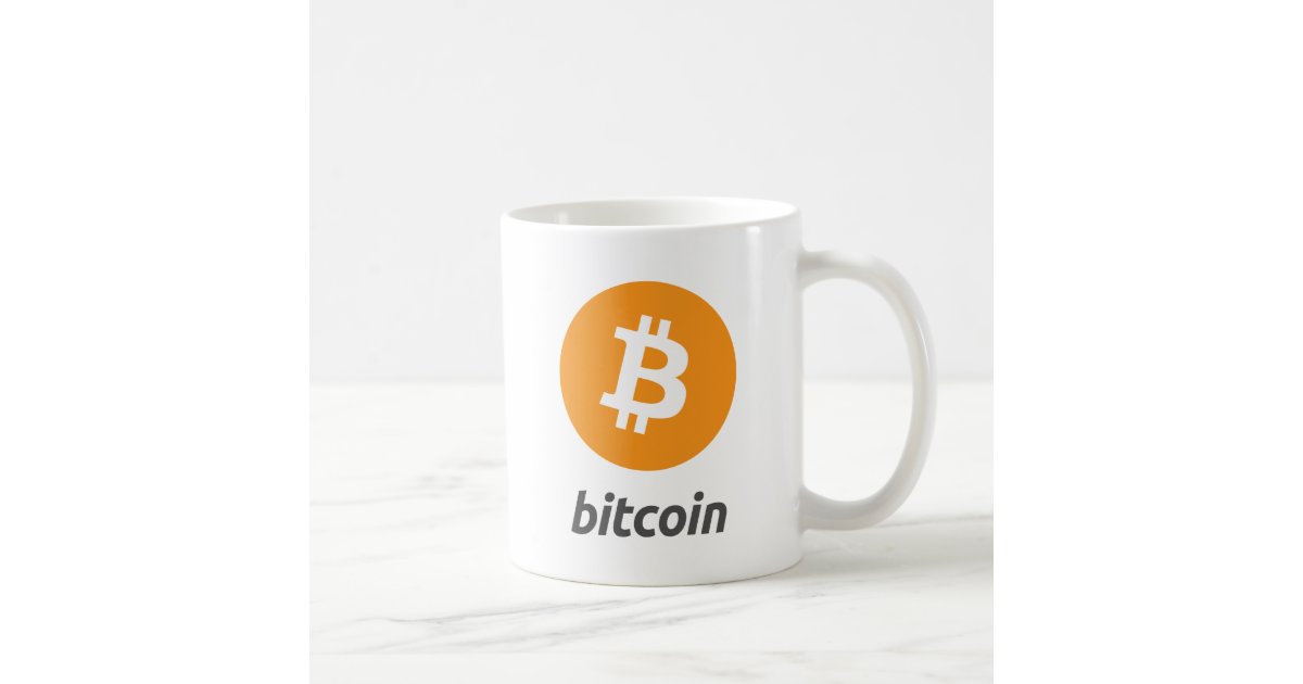 Bitcoin logo with writing coffee mug | Zazzle