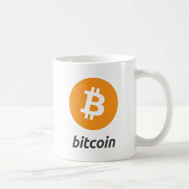 Bitcoin logo with writing coffee mug | Zazzle