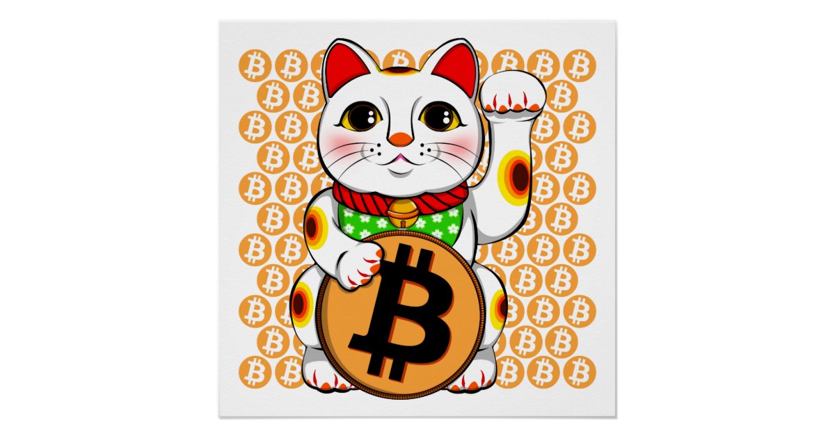 Bitcoin Maneki Neko Lucky Cat Poster | Zazzle