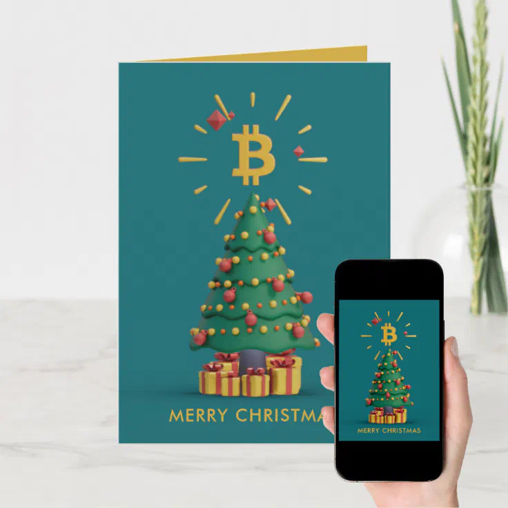Bitcoin Merry Christmas Cryptocurrency Custom Name Holiday Card | Zazzle