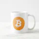 Bitcoin original orange and white logo with text coffee mug | Zazzle