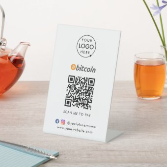 Bitcoin QR Code Payment | Scan to Pay Business Pedestal Sign | Zazzle