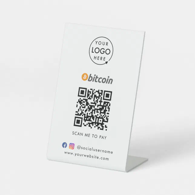Bitcoin QR Code Payment | Scan to Pay Business Pedestal Sign | Zazzle