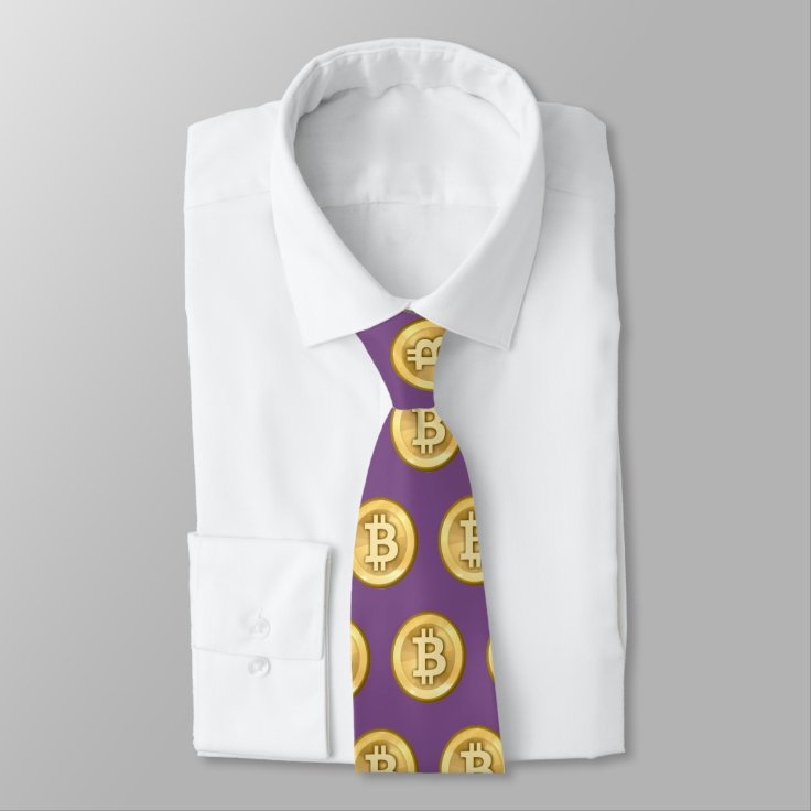 Bitcoin tie with purple background | Zazzle