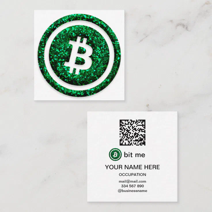 Bitcoin Wallet QR Code Bit Me Logo Square Business Card | Zazzle