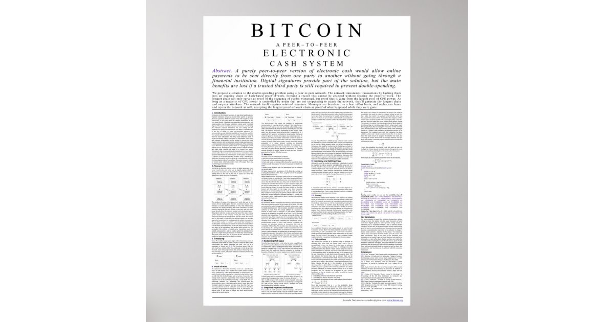 Bitcoin Whitepaper Poster | Zazzle Bitcoin Whitepaper Poster | Zazzle