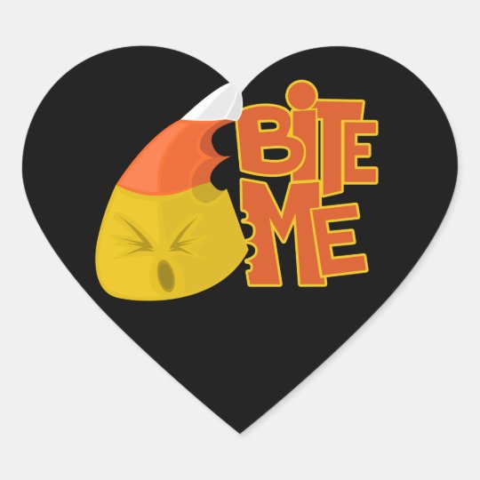 Bite Me - Candy Corn Heart Sticker | Zazzle.com