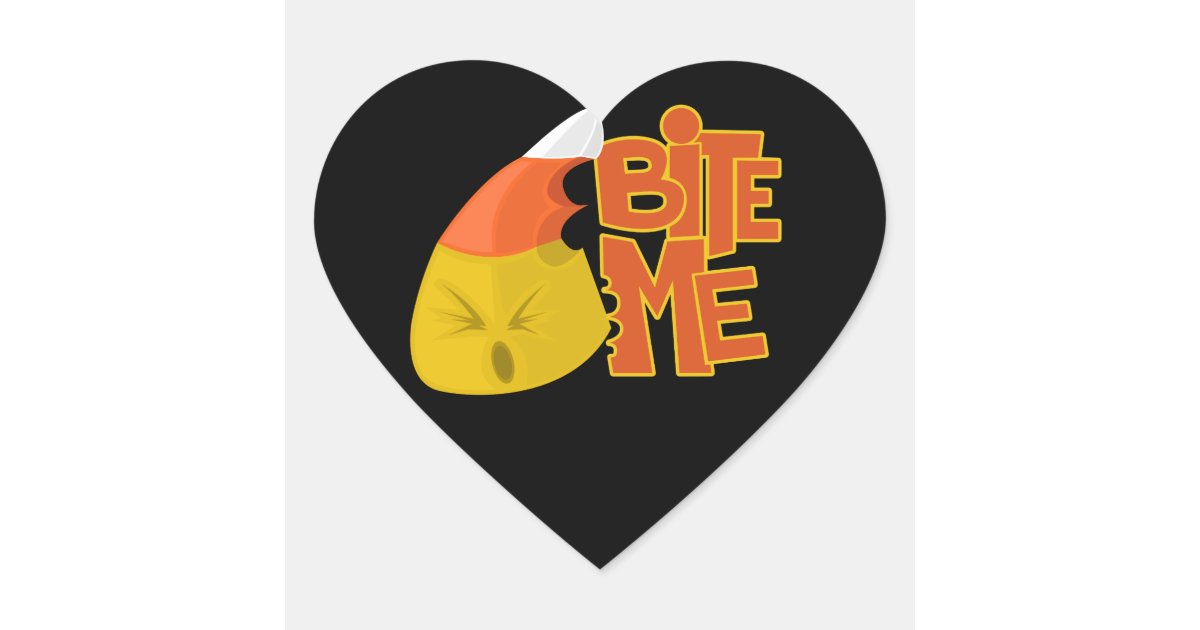 Bite Me - Candy Corn Heart Sticker | Zazzle