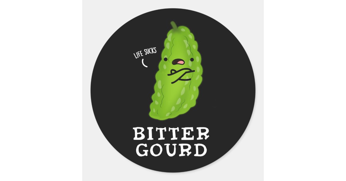 Bitter Gourd Funny Veggie Pun Dark BG Classic Round Sticker | Zazzle