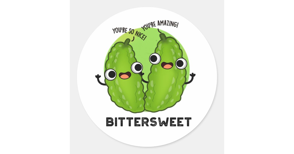Bittersweet Funny Bitter Gourd Pun Classic Round Sticker | Zazzle