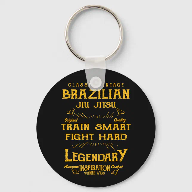 BJJ Train Smart Fight Hard Vintage Jiu Jitsu Keychain | Zazzle