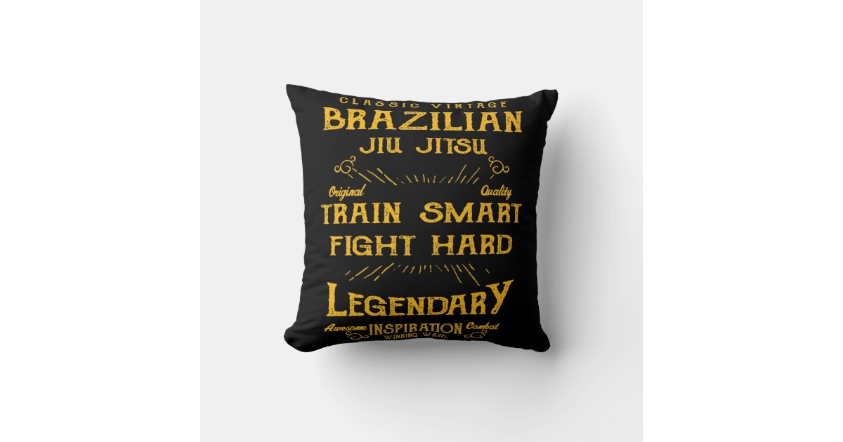 BJJ Train Smart Fight Hard Vintage Jiu Jitsu Throw Pillow | Zazzle