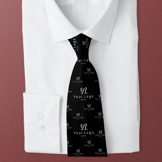 Black 2 sided Logo Business Brand Employee Staff Neck Tie | Zazzle