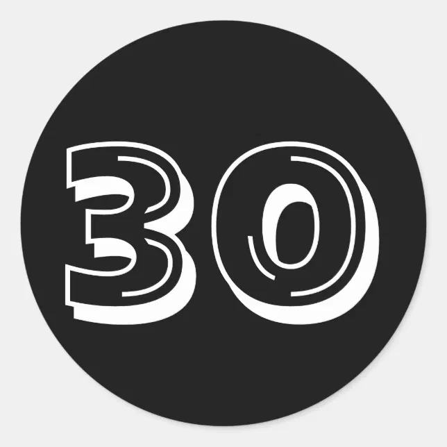 Black 30th Birthday Stickers | Zazzle
