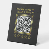 Black 5 Star Review Business Rating QR Code Pedestal Sign | Zazzle
