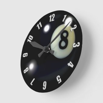 Black 8-Ball Game Clock Design | Zazzle
