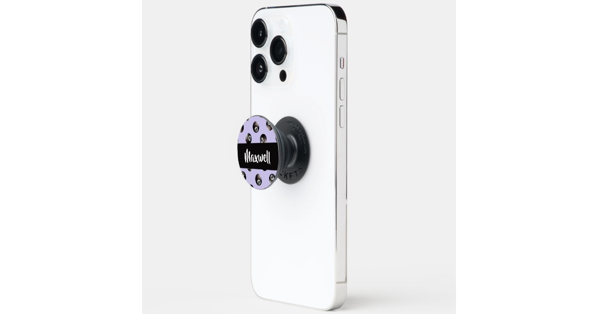 Black 8 ball pattern PopSocket | Zazzle