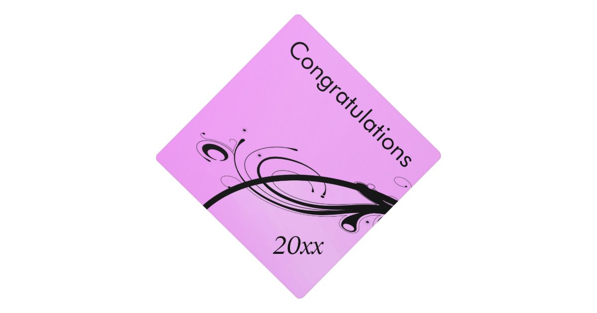 Black Accent on Pink Congratulations Monogram Graduation Cap Topper ...