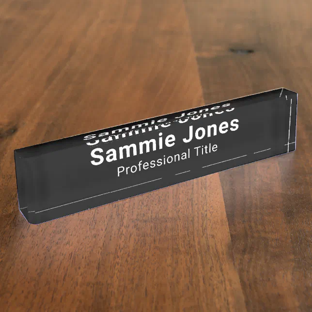 Black Acrylic Desk Name Plate for Business 2x10 | Zazzle