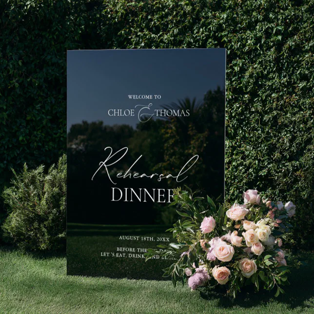 Black Acrylic Rehearsal Dinner Welcome Sign | Zazzle