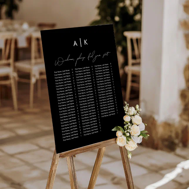 Black Acrylic Seating Chart | Zazzle