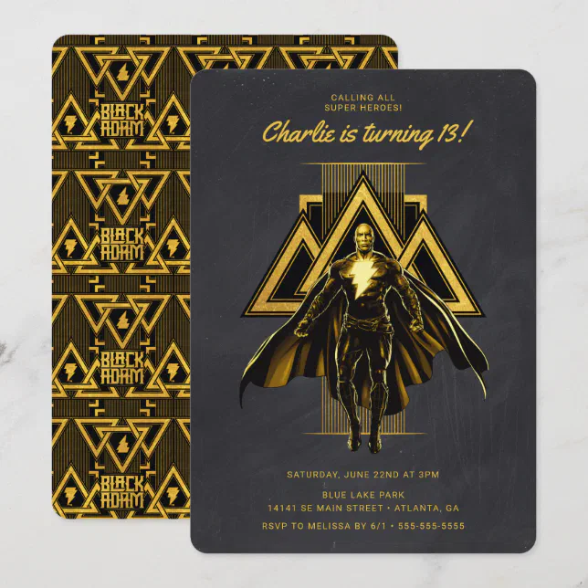 Black Adam Chalkboard Birthday Invitation | Zazzle