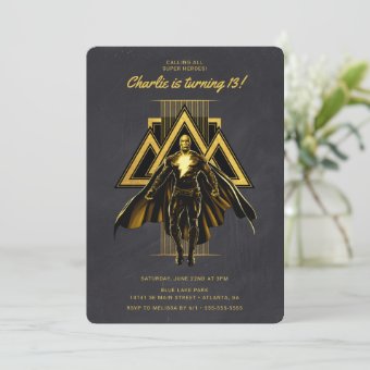 Black Adam Chalkboard Birthday Invitation | Zazzle