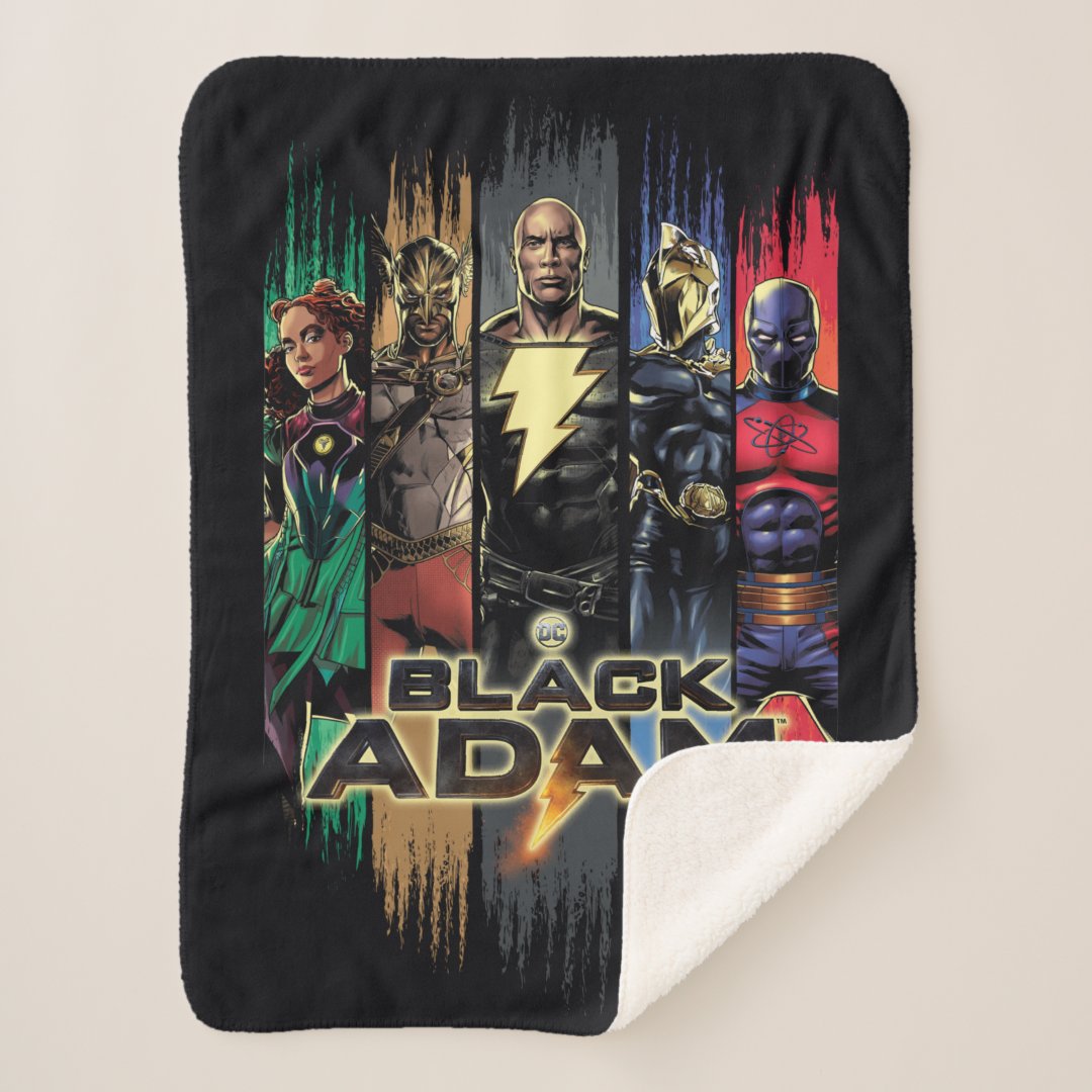 Black Adam Characters In Stripes Graphic Sherpa Blanket | Zazzle