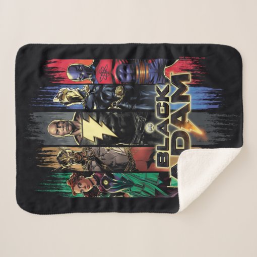 Black Adam Characters In Stripes Graphic Sherpa Blanket | Zazzle