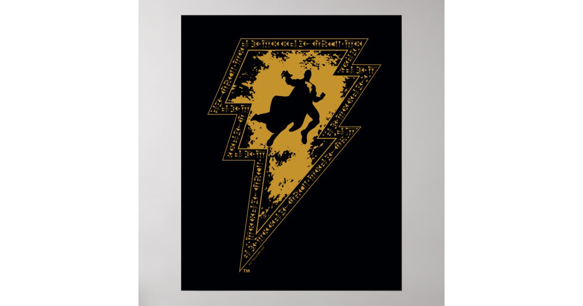Black Adam Distressed Lightning Bolt Graphic Poster | Zazzle