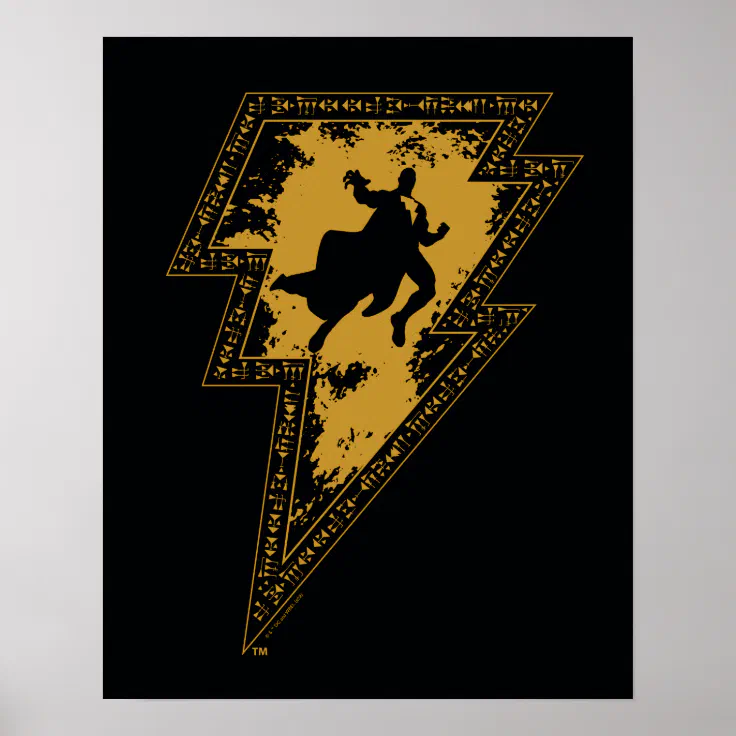 Black Adam Distressed Lightning Bolt Graphic Poster | Zazzle